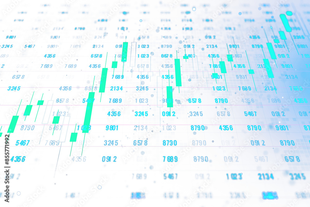 An abstract financial chart with candlestick patterns on a blurred ...