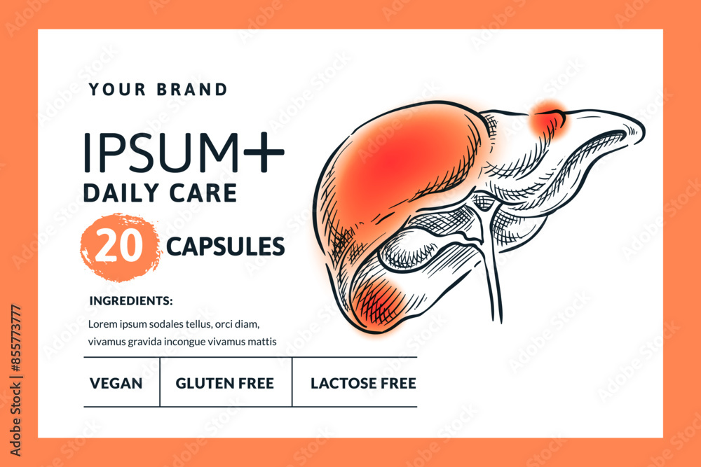 Hepatitis disease, inflammation, pain concept. Capsules or pills ...