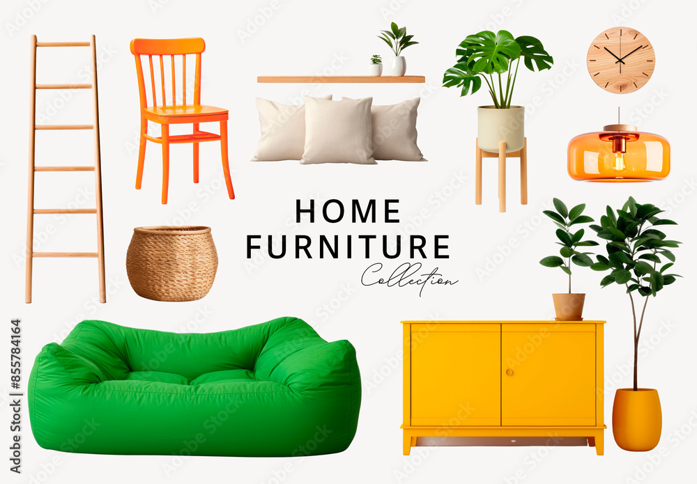 Home Furniture Collection Design Set With Generative AI Stock Template ...