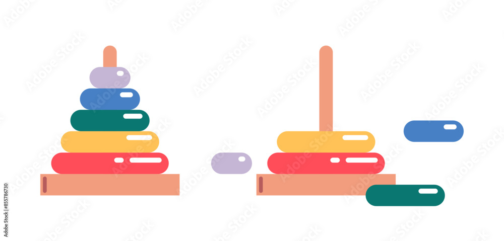 Building stack up ring tower, early child development educational game ...