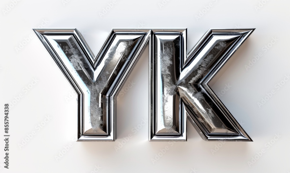 The letters Y 2 K are in 3D glossy silver, with a liquid metal surface ...