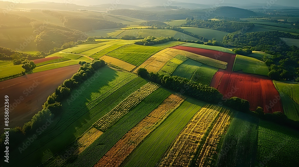 An artistic aerial view of farmland grid patterns, highlighting nature ...