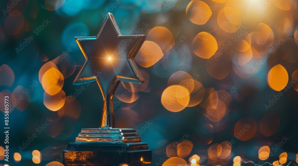 Modern representation of a realistic winner trophy star Polygonal ...