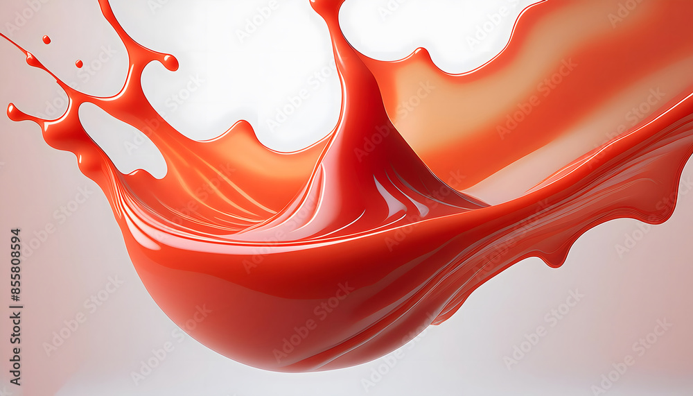 Red Tomato ketchup splash flying in air isolated on white background. Floating splash of ketchup ...