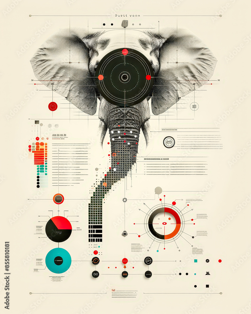 Neo-Surrealist Abstract Art: Intricately Designed Elephant Portrait ...