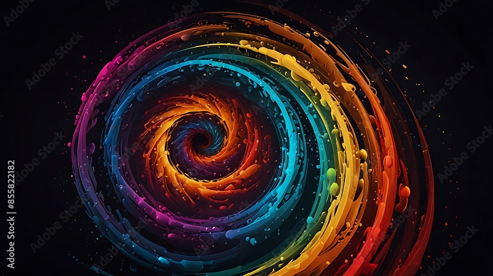 Colorful swirl spiral, vivid vortex, over dark background . Design ...