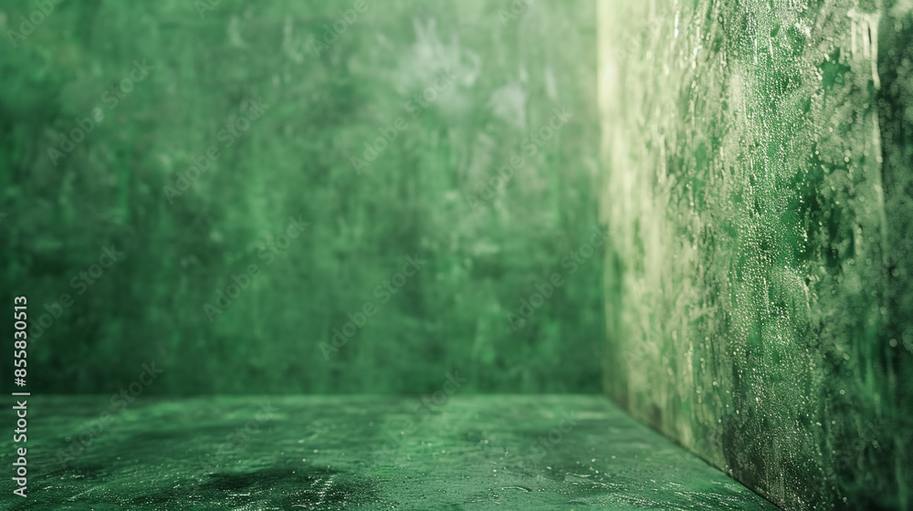 Emerald green concrete wall with a smooth but slightly pitted surface ...