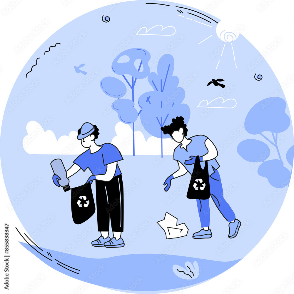 Children plogging in the forest or public park. Children's initiative ...