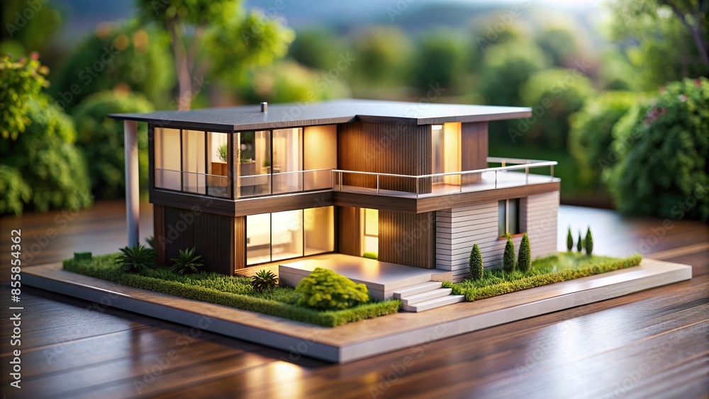 Miniature modern style house model for architectural concept, miniature ...
