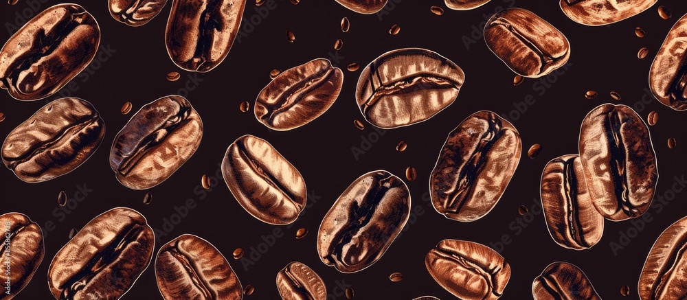 Coffee bean seamless background. Pattern with falling coffee beans ...