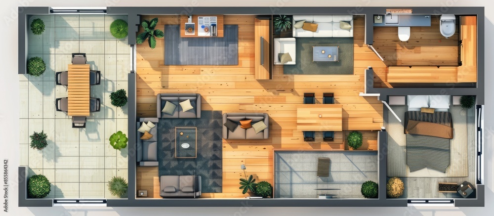 Home designer. Furniture elements. Floor plan in top view. Detailed ...