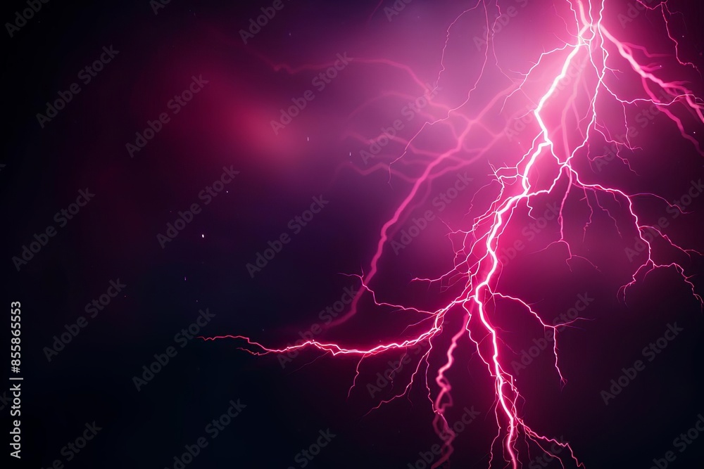 Stunning pink lightning bolt in a dramatic night sky, showcasing the ...