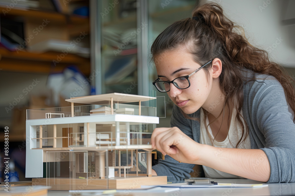Undergraduate architecture students work on models of the modern box ...