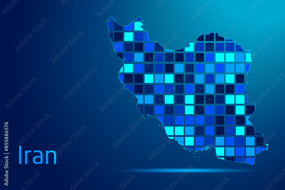 concepts of Iran Network Digital Technology Graphic illustration. Blue ...