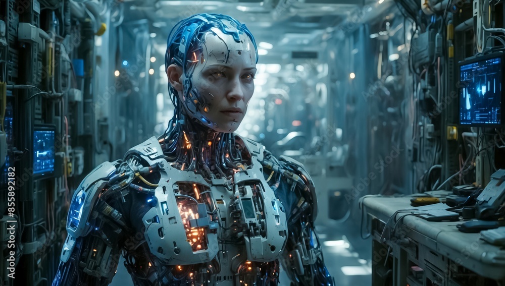 Foto de Artificial Intelligence Upgrading and Rebuilding Itself. Cyborg ...