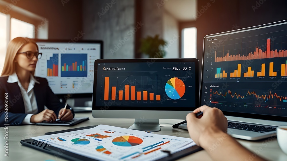 Foto de Data analysis for business success. Intelligence and business ...