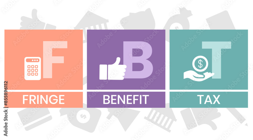 FBT - Fringe Benefit Tax acronym. business concept background. vector ...