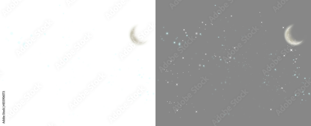 Moon, star, stars, sparkles, falling star, isolated on transparent ...