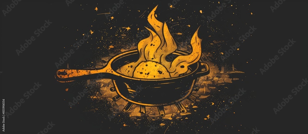 Vintage retro hot cook logos of rustic old skillet cast iron with fire ...