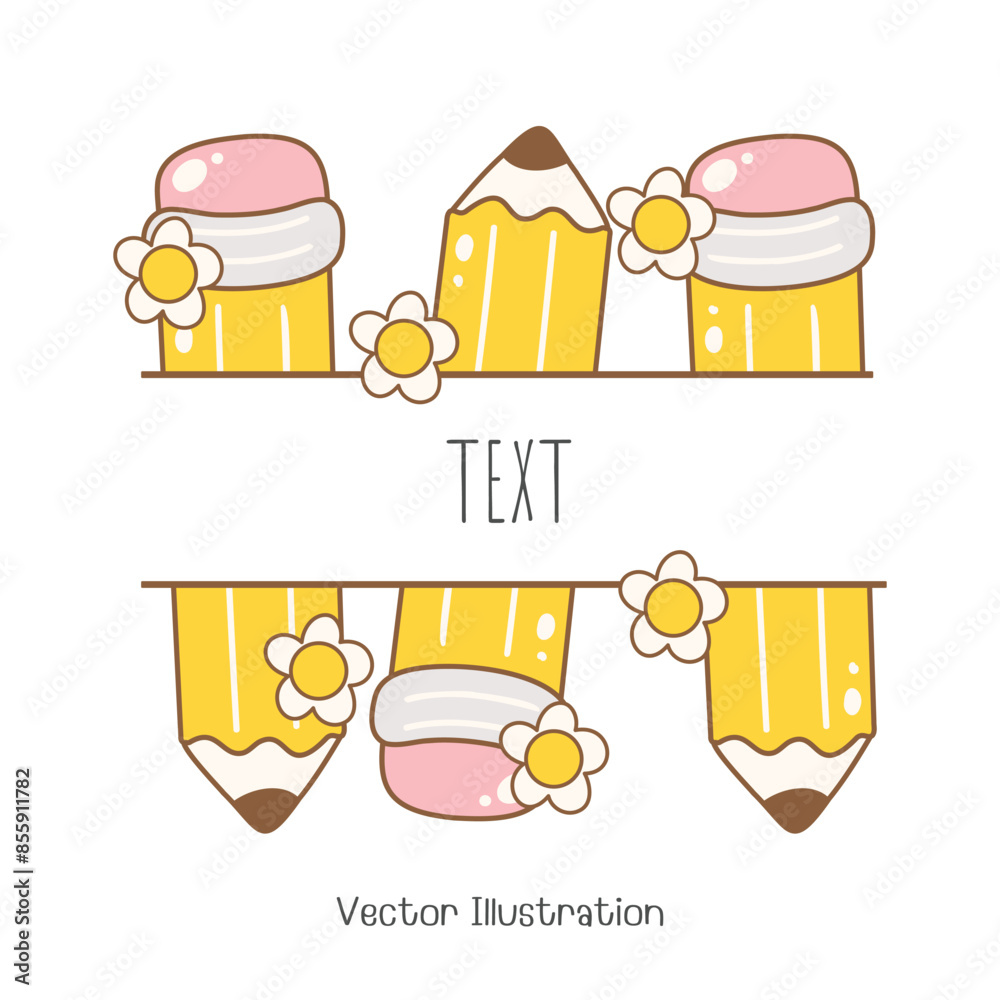 Cute Pencil, Back to school. Pencil Name Tag. Vector Illustration Stock ...
