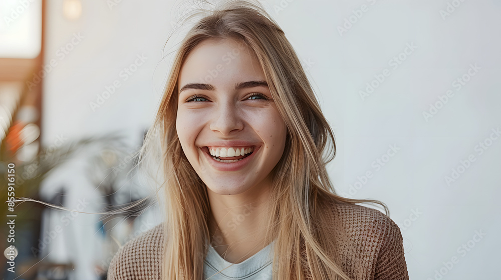 Human face expressions and emotions. Positive joyful young beautiful ...