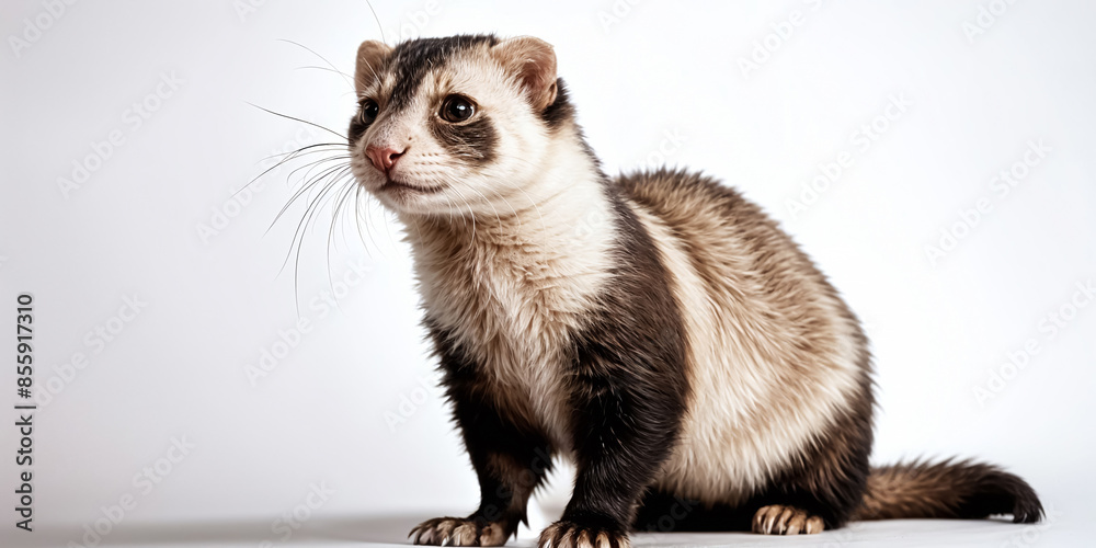Discover the Ferret: A Full-Body HD View on a White Background. High ...