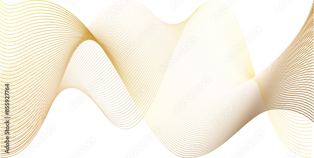 Gold line wave abstract vector background. White 3d golden swoosh ...