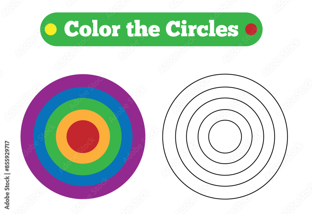 Color the Circles Educational Game for Children. Learning materials and ...