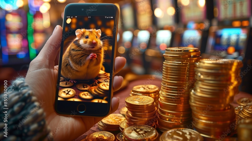 Hamster Kombat telegram bot on smartphone screen. Hamster Kombat is a ...