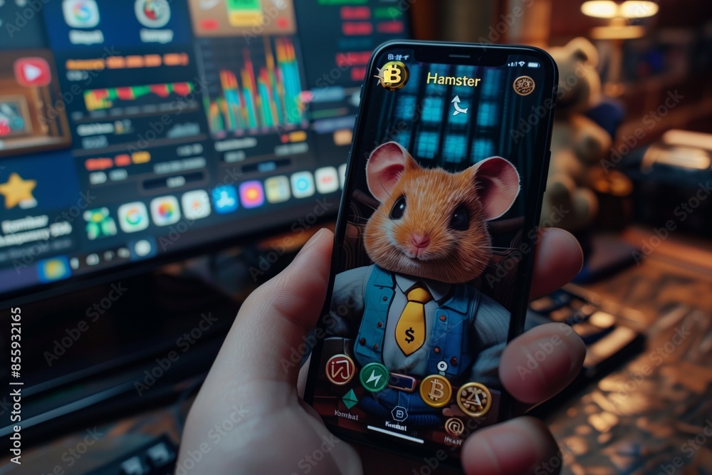 Hamster Kombat telegram bot on smartphone screen. Hamster Kombat is a ...