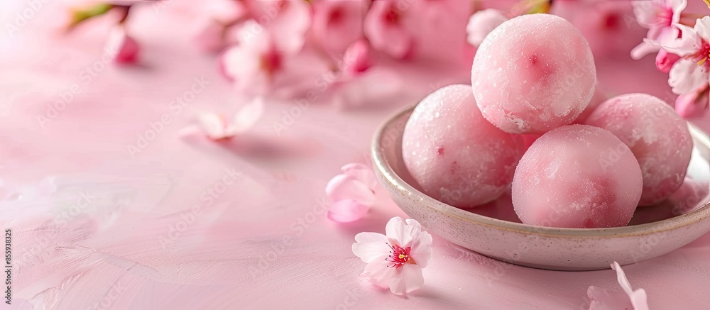 sakura mochi dessert for spring season sakura blossom made of rice cake ...