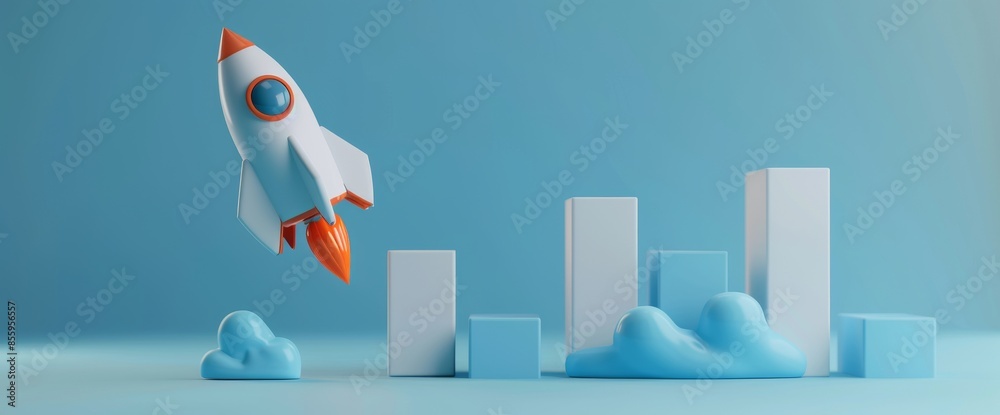 Rocket growth graph. Concept of launching a business, growing the ...