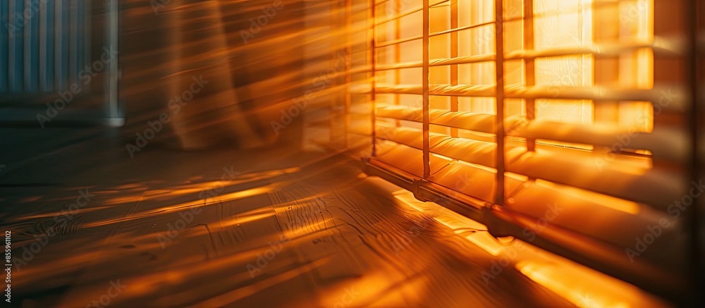 Detail of the sunblind in the room. Copy space image. Place for adding ...