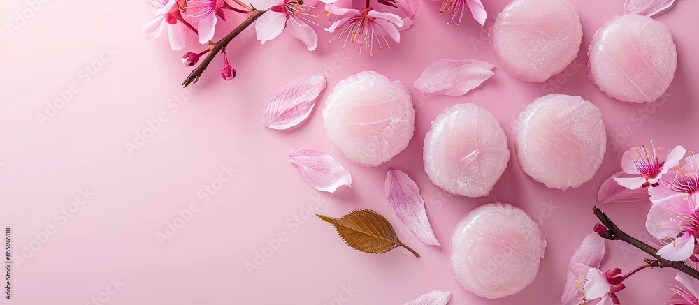 sakura mochi dessert for spring season sakura blossom made of rice cake ...