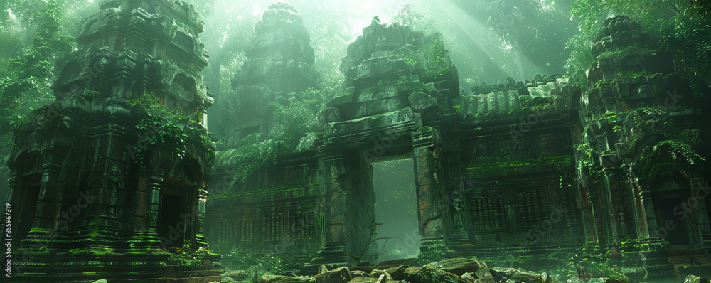 Ancient temples lie concealed within the jungle, their crumbling ...