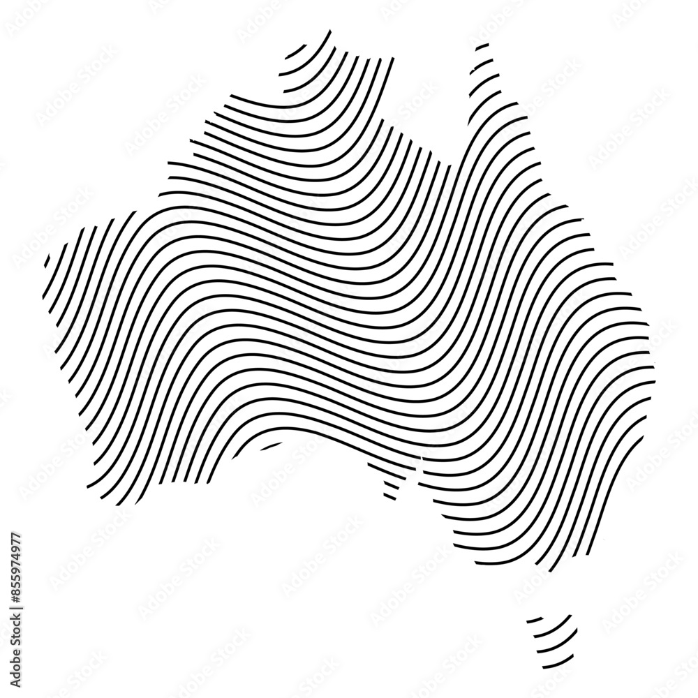 Map of Australia with a dynamic waves. Waves Australia map with lines ...