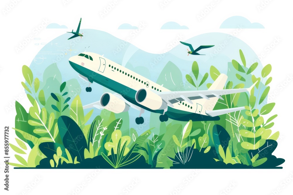 environmental benefits of sustainable aviation fuel flat illustration ...