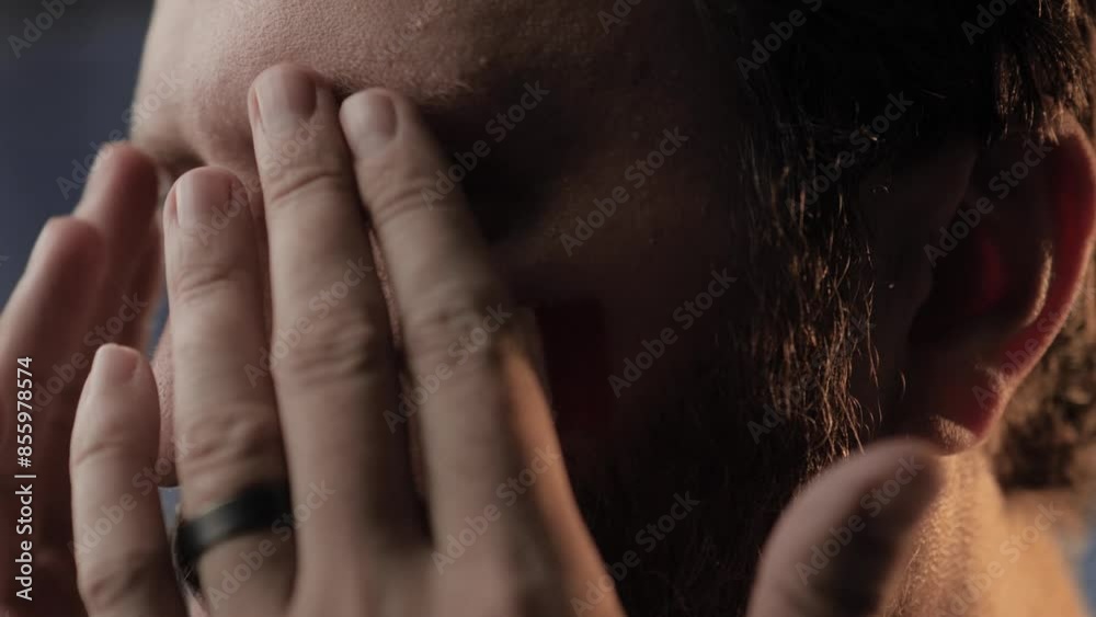 Crying France Fan. Male France fan crying and wiping tears with hand ...