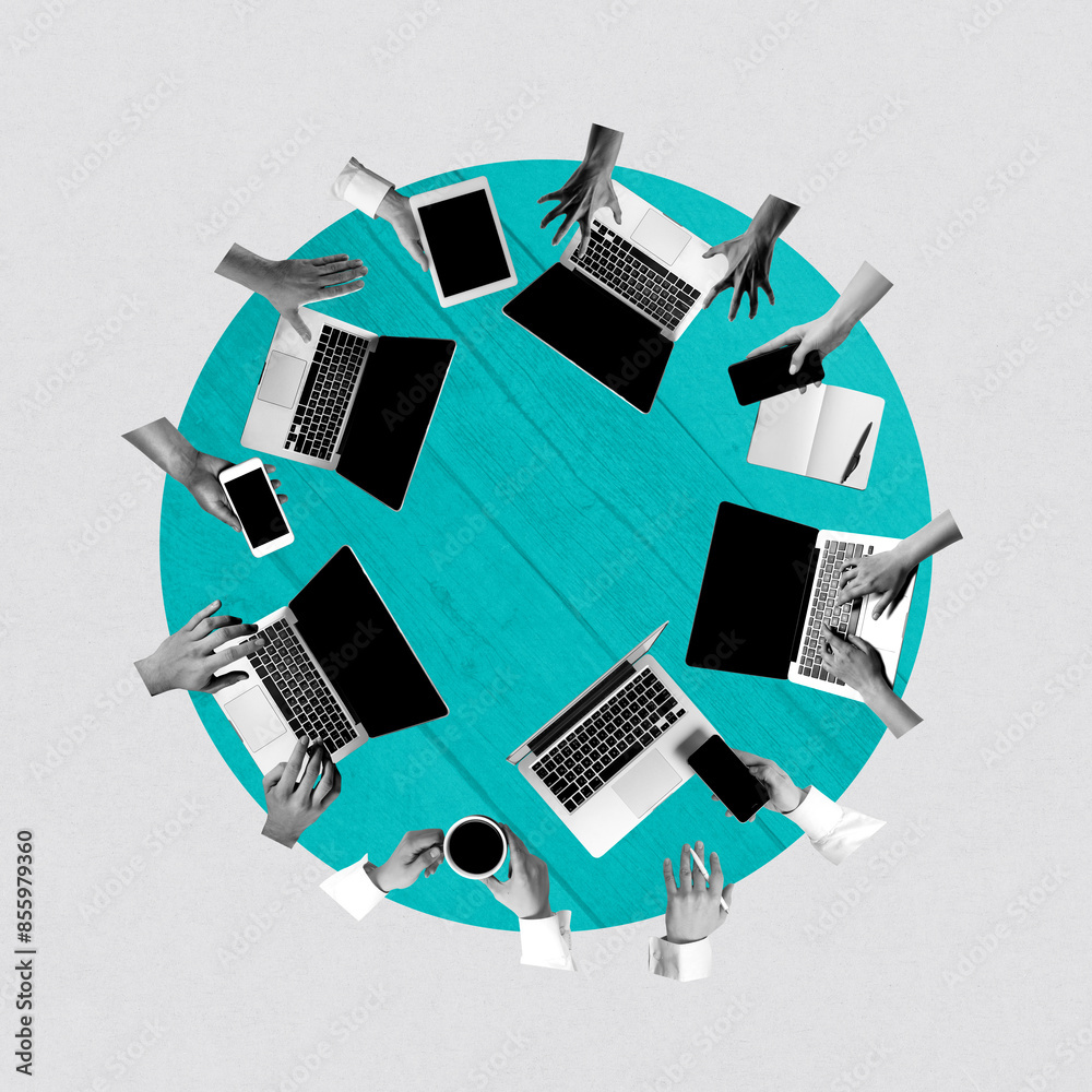 Modern collaboration. Creative design with human hands interaction with ...
