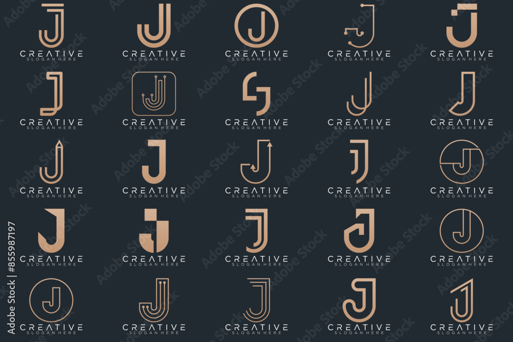 Mega logo collection, Abstract letter J logo design. icons for business ...