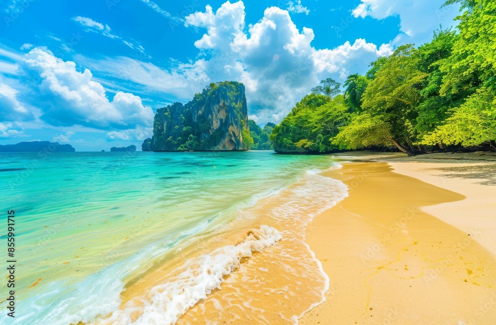 In this beautiful summer beach background concept, I have a sandy beach ...