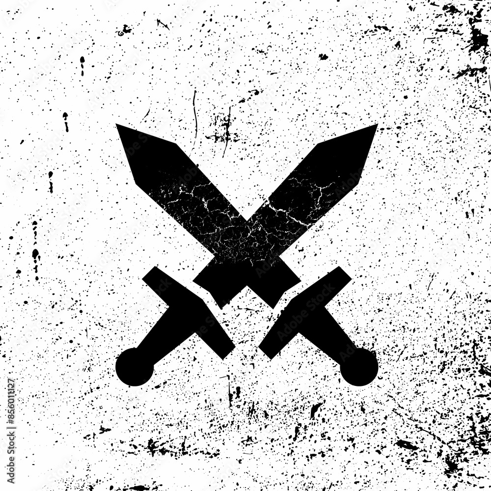Black crossed swords on a black and white background Stock Illustration ...