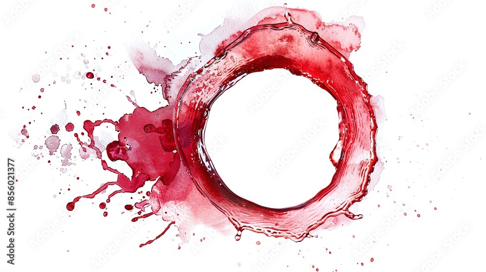 Wine stain red watercolor glass mark ring circle isolated drink ...
