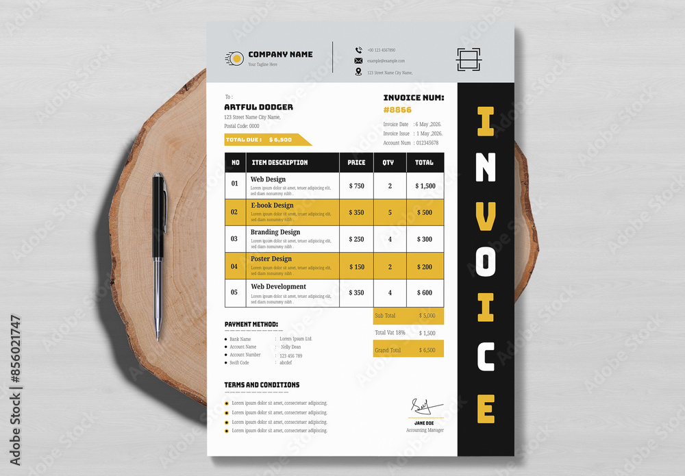 Invoice Template Stock Template | Adobe Stock
