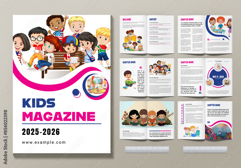 Kids Magazine Template Design Layout Stock Template | Adobe Stock