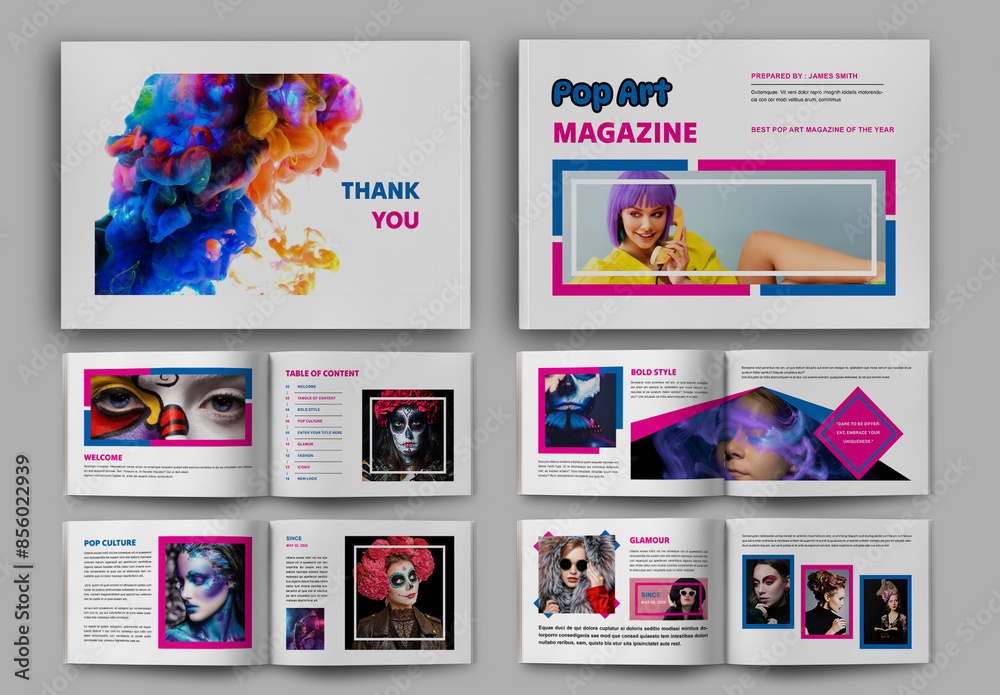 Pop Art Magazine Template Landscape Stock Template | Adobe Stock