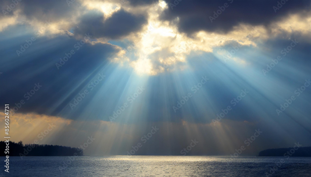 abstract background sunlight breaking through the clouds, summer, image ...