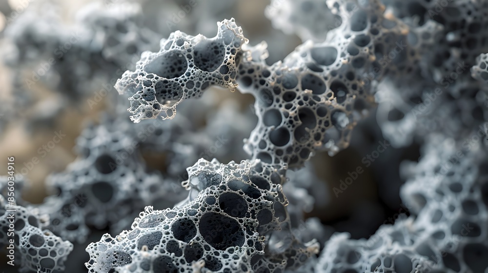 Highly detailed 3D rendering of a microscopic cluster of prion proteins ...