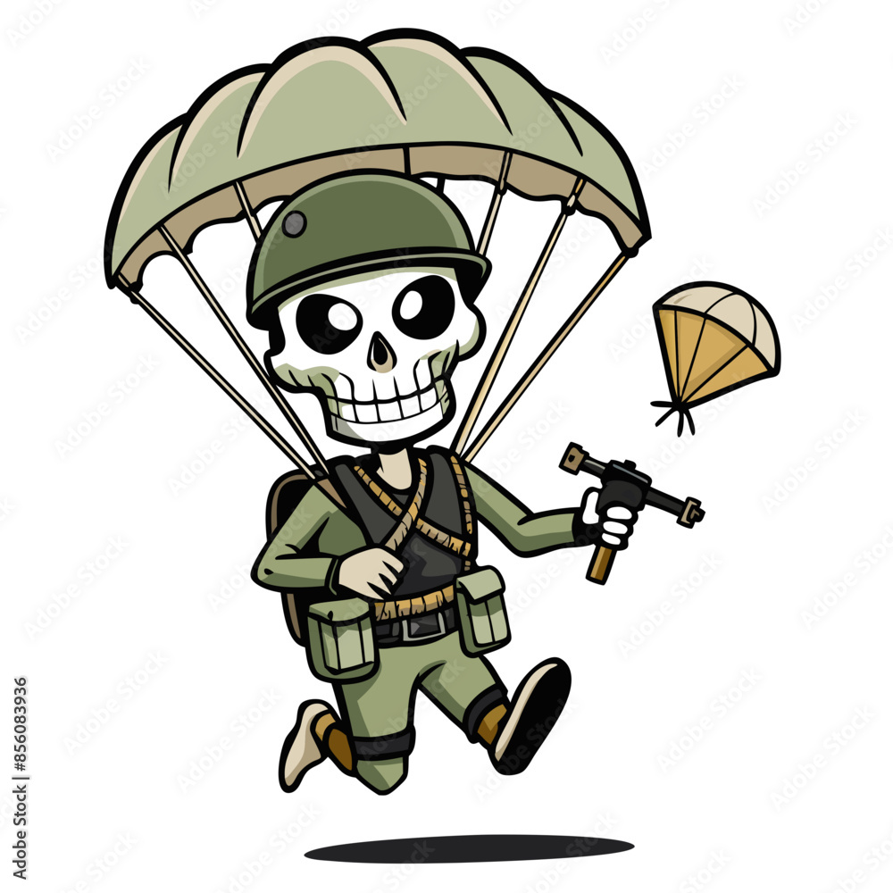 Vetor de Skeleton wearing full military gear, including a helmet ...