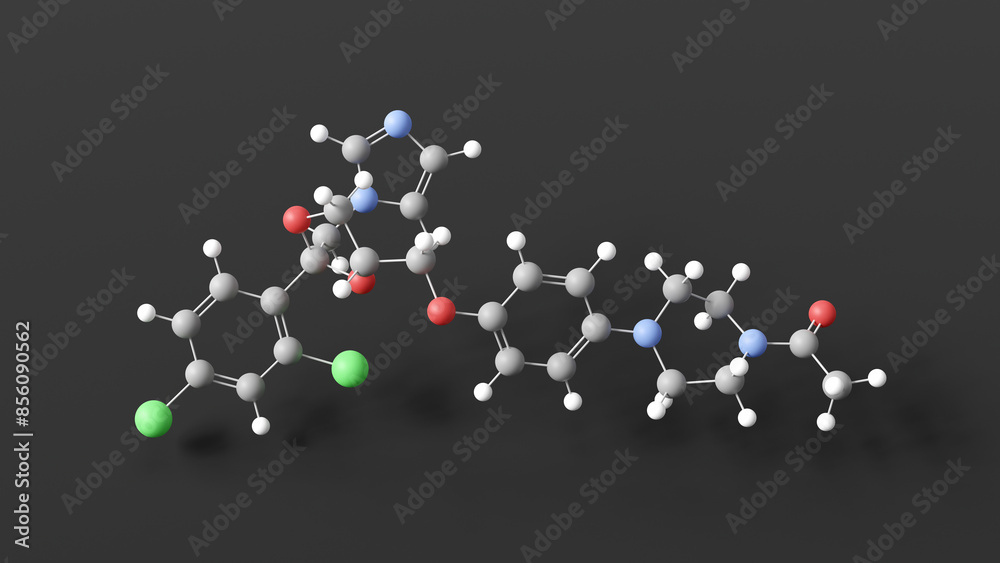 ketoconazole molecule 3d, molecular structure, ball and stick model ...